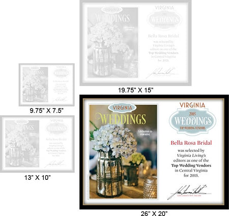 Official Top Wedding Vendors 2015 Plaque, XL (26" x 20")